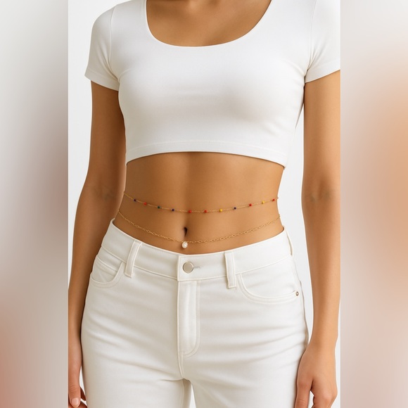 Jewelry | Dainty Colorful Beaded Belly Chains Waist Jewelry Gold ...